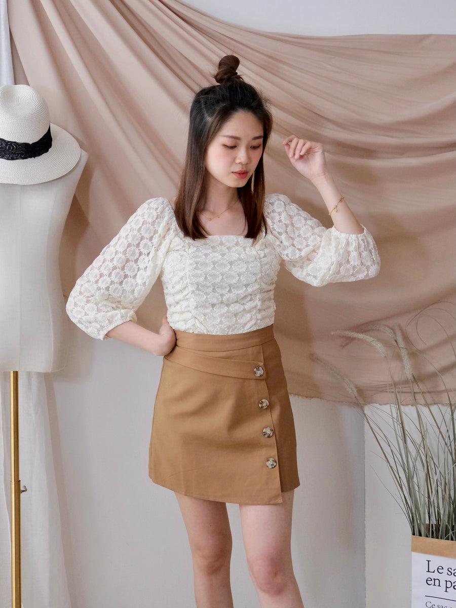 ACEWIN Buttons Wrapover Short Skirt (Size S-L) 601195